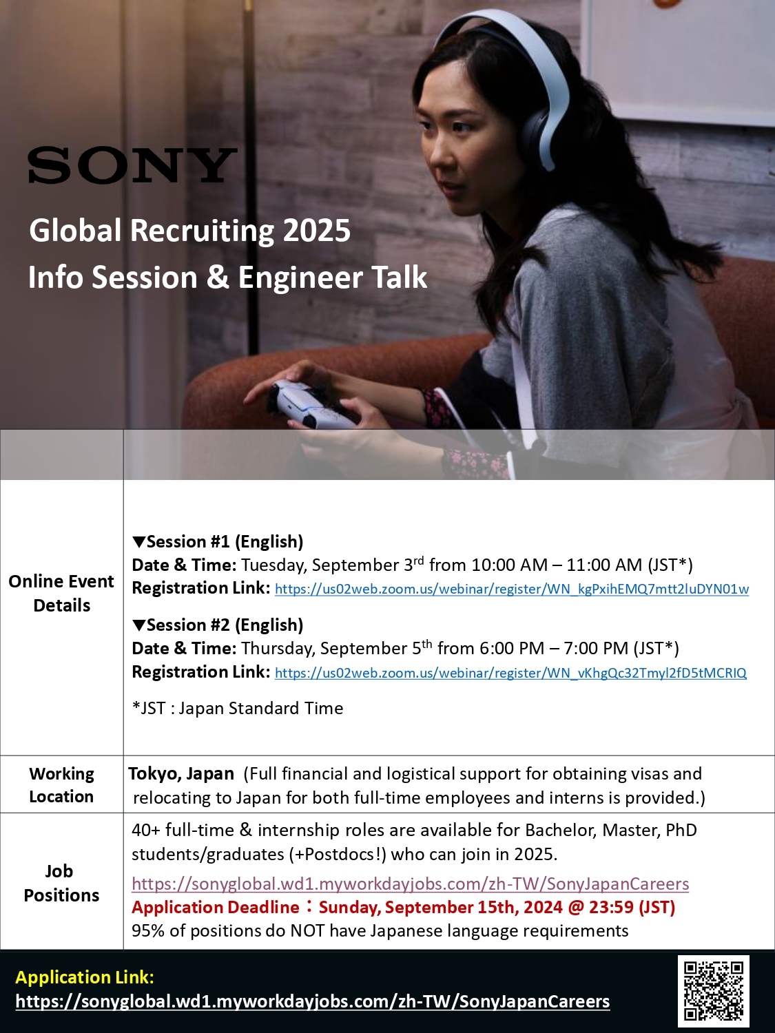 【徵才】[Sony Japan] Sony Global Hirng 2025 - Online Talk