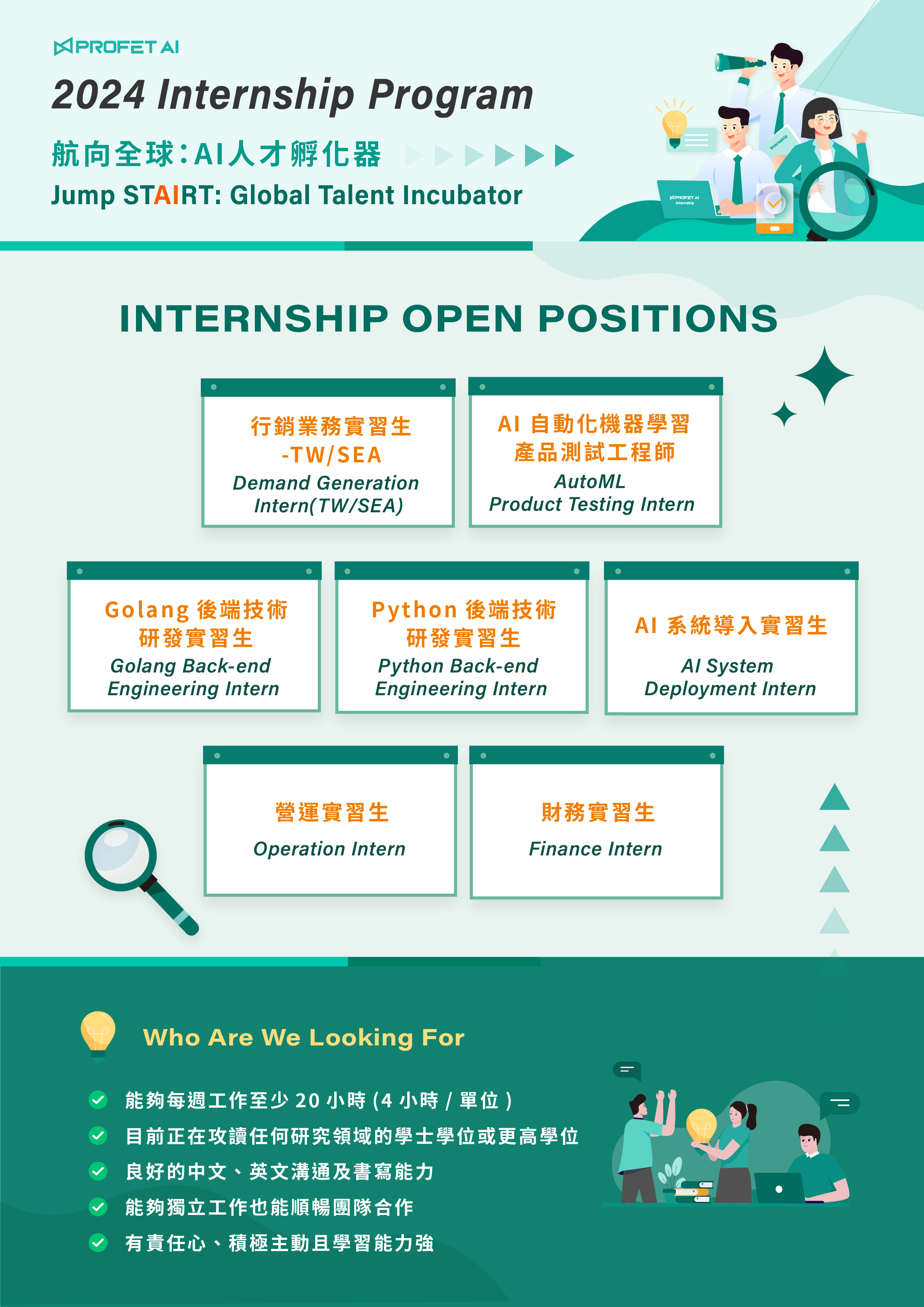 【實習】Profet AI 2024 Internship Program - JUMP STAIRT